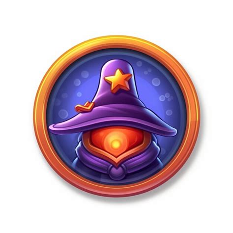 Premium Photo A Round Button With A Wizard Hat And A Star On Top Generative Ai