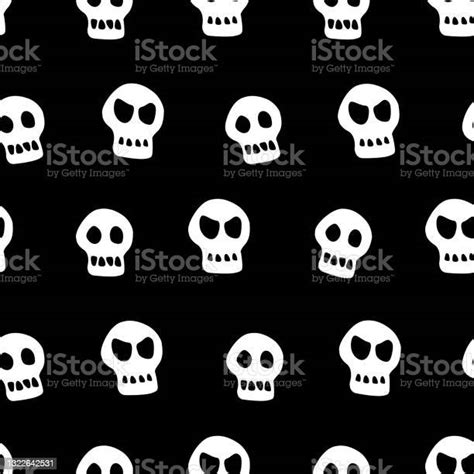 Ilustración De Patrón Sin Costuras Con Calaveras Estilo Plano De