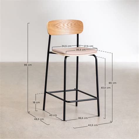 Pack Of 4 Stackable High Stools 65cm In Iron And Wood Wilpier Sklum