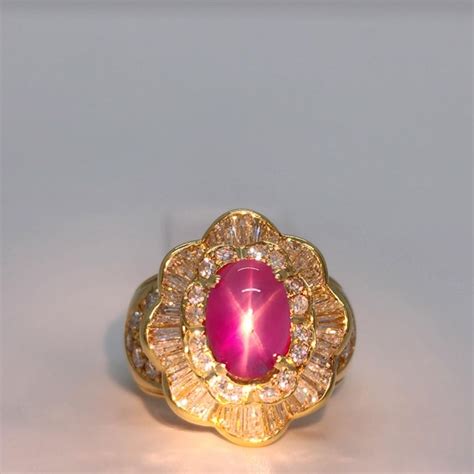 Unheated Gia Burma Star Ruby And White Diamond Cocktail Ring For Sale