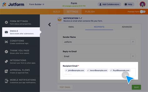 Forwarding Submissions Jotform