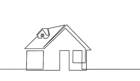 지붕이있는 집 앞의 외관 외관의 연속 선 그리기 현대의 타운 하우스 빌딩 아파트 문과 창문이있는 홈 외관 집 지붕 부동산 집에 대한 스톡 벡터 아트 및 기타 이미지 Istock