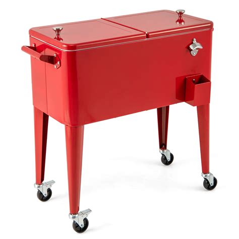 75 L Rolling Ice Chest Portable Patio Cooler On Wheels Outdoor Drink