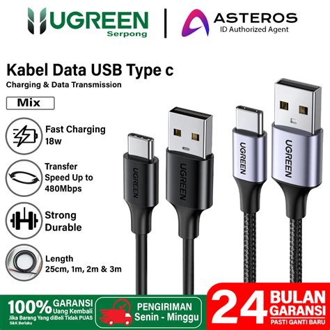 Jual Ugreen Kabel Data Usb Type C Cm M M M Fast Charging Original Max W Shopee Indonesia