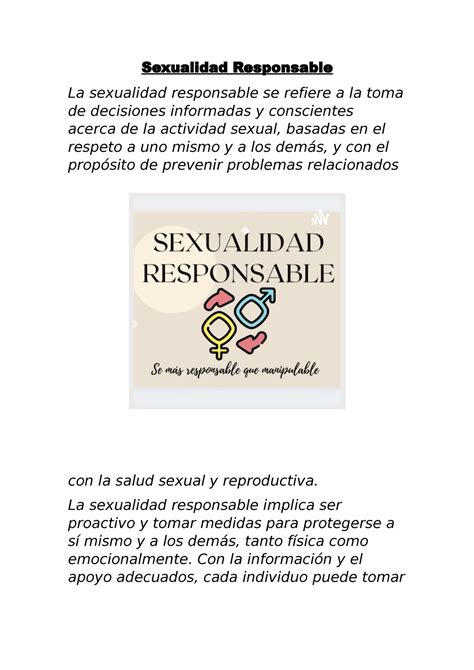 Sexualidad Responsable La Sexualidad Responsable Implica Ser