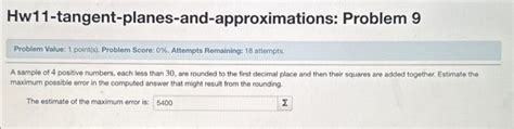 Solved Hw11 Tangent Planes And Approximations Problem 9