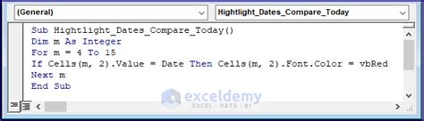 How To Compare Dates To Today With Excel Vba 3 Methods