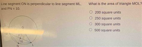 line segment on is perpendicular to line segment ml what is the area