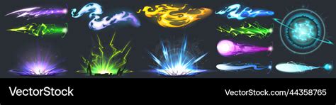 Set of vfx neon light effects isolated on black Vector Image
