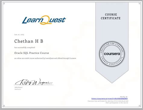 Oraclesql Coursera Sql Dataanalytics Certification Chethan H B