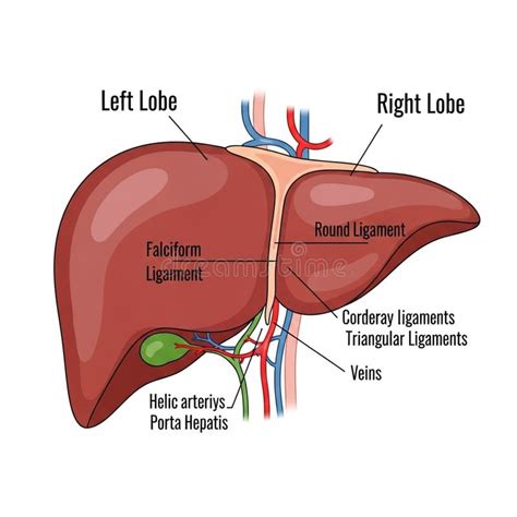 The Falciform Ligament Is Depicted Separating The Right And Left Stock