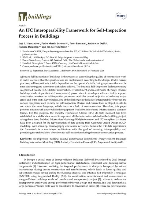 Pdf An Ifc Interoperability Framework For Self Inspection Process In Buildings