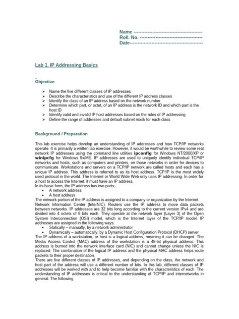 Exp 01 Ip Address Basics Pdf Ip Address Computer Network