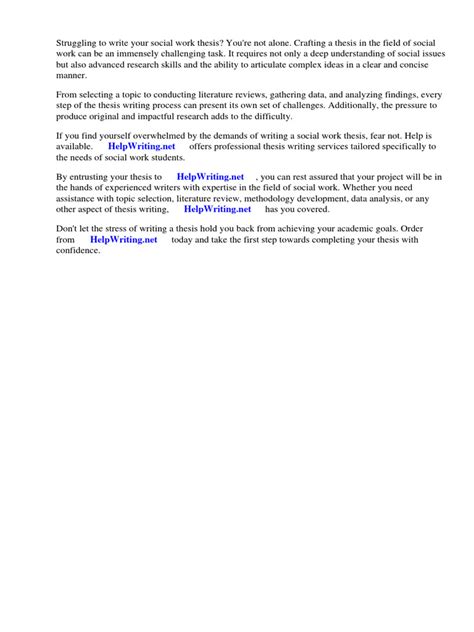 Social Work Thesis Ideas Pdf