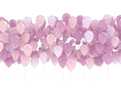 Flying Pastel Pink Balloons On White Background Stock Illustration