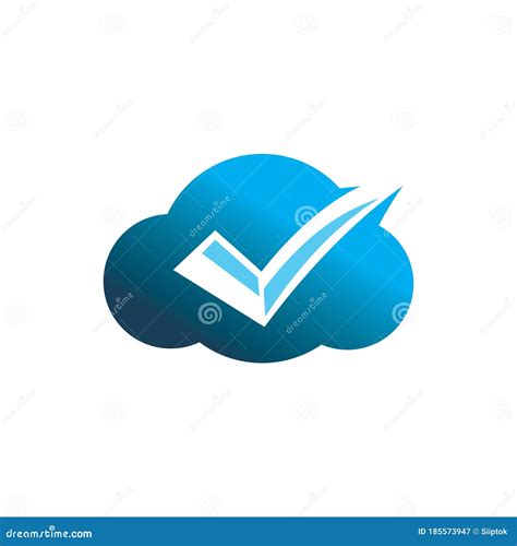 Cloud Check Mark Line Icon Aproved Access Tick Symbol Cloud Computing Connected Or Yes Sign