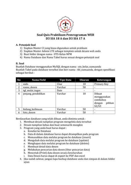 soal uts praktikum pemrograman web pdf
