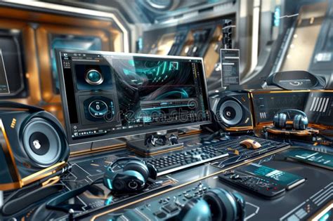 high tech ai control room with digital displays and advanced technology