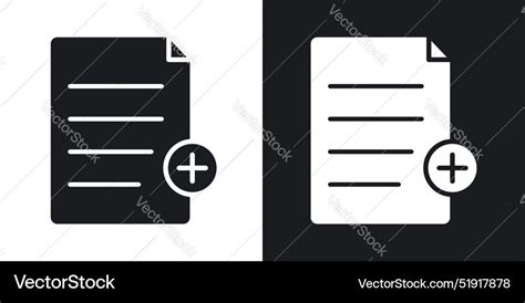 Add Document Icon Set In Solid Black And White Vector Image