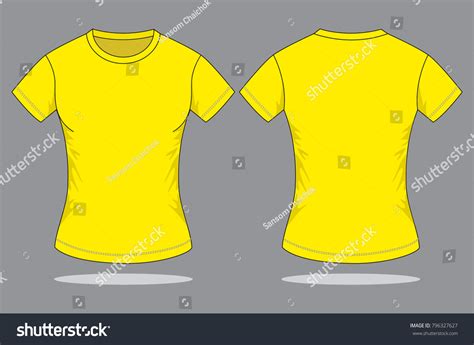 Womens Yellow Tshirt Vector Templatefront Back Stock Vector Royalty