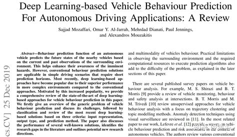 Arxiv最新基于深度学习车辆行为预测的综述 知乎