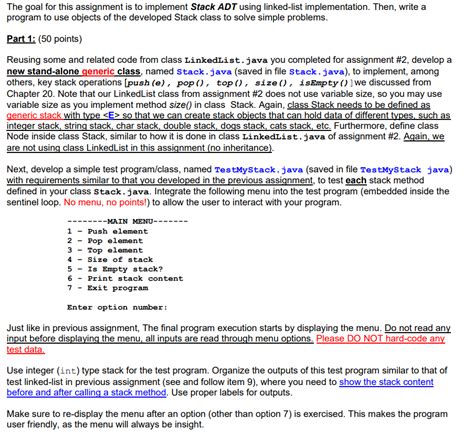 Solved The Goal For This Assignment Is To Implement Stack
