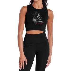 Womens Elvis Presley Show Stopper Sleeveless Crop Top Tank Black Large