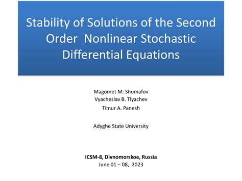 PDF Stability Of Solutions Of The Second Order Nonlinear Stochastic Differential Equations