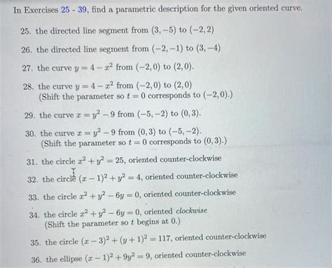 solved in exercises 25 39 find a parametric description