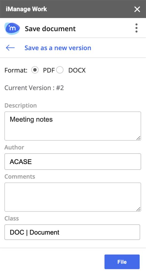 Saving A Document As A New Version Or A New Document Imanage Work Add On For Google Workspace
