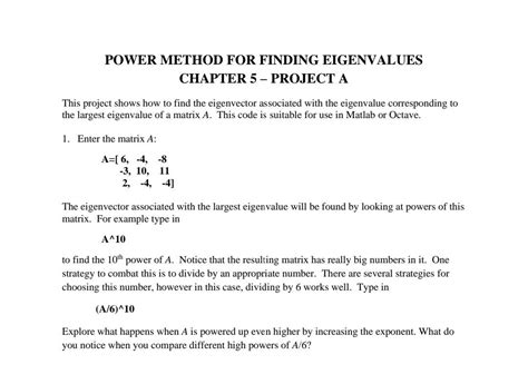 solved power method for finding eigenvalues chapter 5