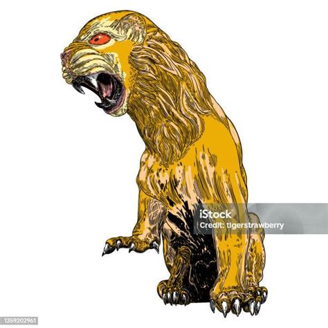 흰색 배경에 그림을 포효 호랑이 화가 으르렁 거리는 호랑이의 그림 화가 큰 고양이 벡터 갈고리 발톱에 대한 스톡 벡터 아트 및 기타 이미지 Istock