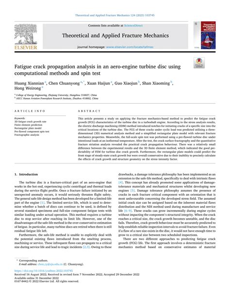 pdf fatigue crack propagation analysis in an aero engine turbine disc
