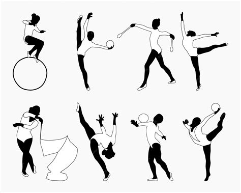 Premium Vector Set Of Silhouettes Of Gymnasts Sport Artistic