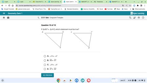 Geometry Sem Apex Learning Quiz StudyX
