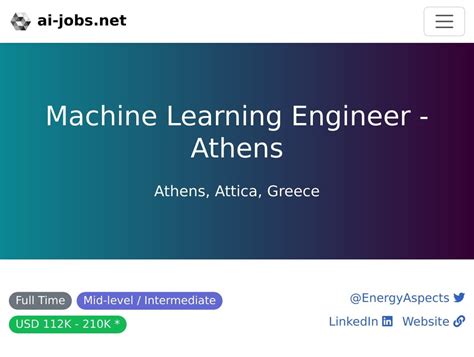 Hiring Machine Learning Engineer Athens In Athens Attica Greece