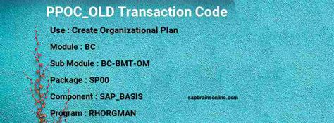 Ppocold Sap Tcode For Create Organizational Plan