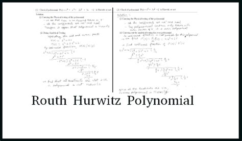 Routh Hurwitz Polynomial Network Analysis Care You