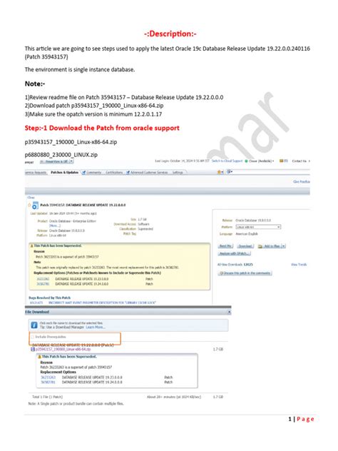 Apply Patching On Oracle 19c Database Release Update 19 Pdf Oracle