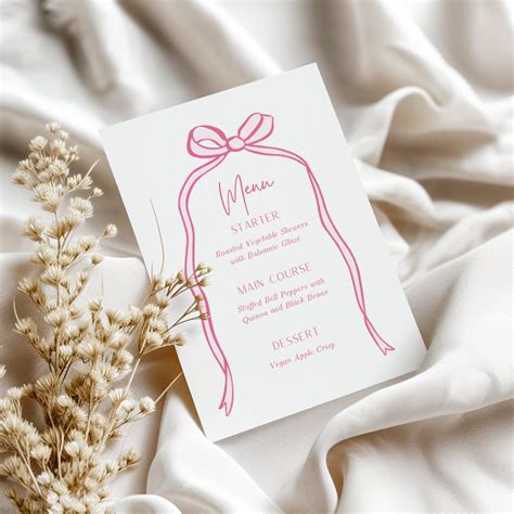 Pink Wavy Ribbon Menu Template Hand Drawn Ribbon Border Instant