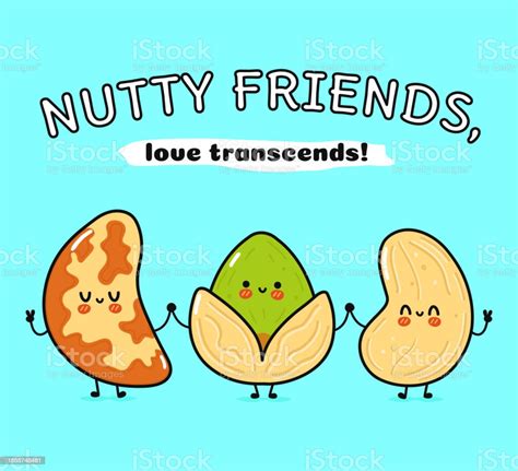 귀엽고 재미있는 행복한 브라질 너트 피스타치오 캐슈넛 벡터 손으로 그린 만화 Kawaii 문자 일러스트레이션 아이콘입니다 재미있는 행복한 만화 브라질 너트 피스타치오 캐슈넛