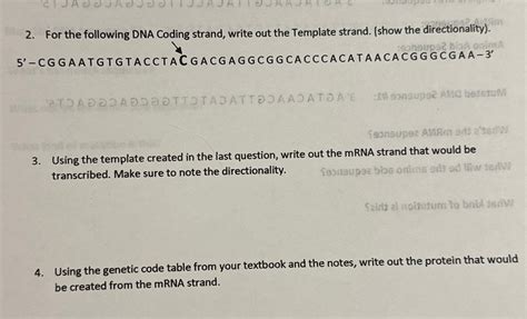solved 2 ﻿for the following dna coding strand write out
