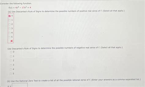 Solved Consider The Following Function F X 4x4 17x2 4 A