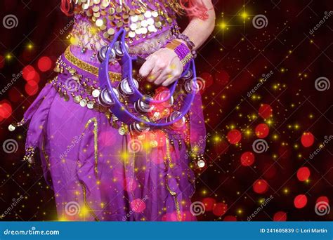 Belly Dancer Wearing Purple Dance Costume Close Up With Bokeh Stock Image Image Of Blur