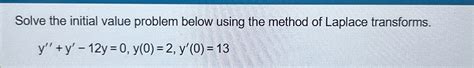 Solved Solve the initial value problem below using the | Chegg.com