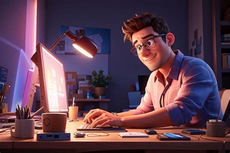 Premium Ai Image Vector Flat Illustration Of A Man Working On The Computer