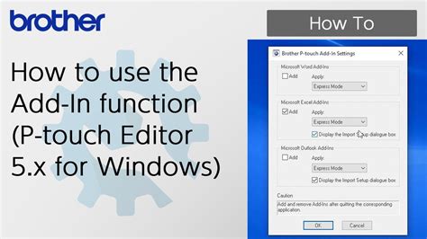 how to use the add in function p touch editor 5 x for windows
