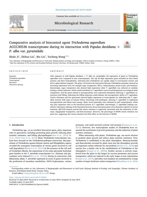 Pdf Comparative Analysis Of Biocontrol Agent Trichoderma Asperellum Accc30536 Transcriptome