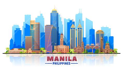 Premium Vector Manila Philippines Skyline With Panorama In White