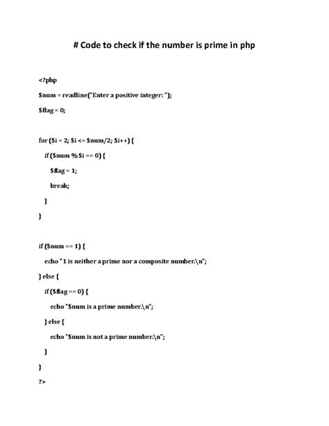 Php Prime Using Php To Check Prime Number Code To Check If The